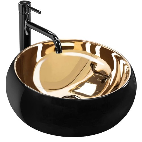 Rea Luna umywalka nablatowa okrągła black/gold