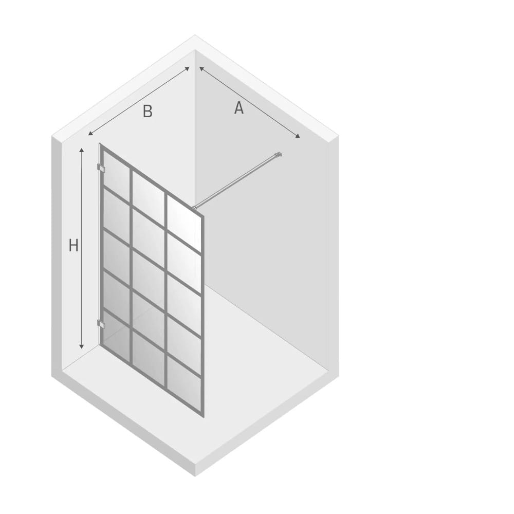 New Trendy Avexa black kratka walk-in 90x200 cm